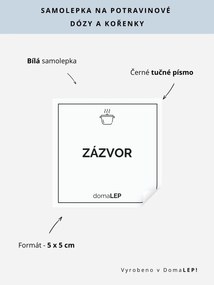 Samolepka na kořenky ZÁZVOR bílá 5 × 5 cm tučné písmo
