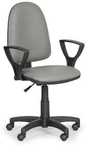 Euroseat Dílenská pracovní židle na kolečkách TORINO s područkami, permanentní kontakt, pro měkké podlahy, šedá