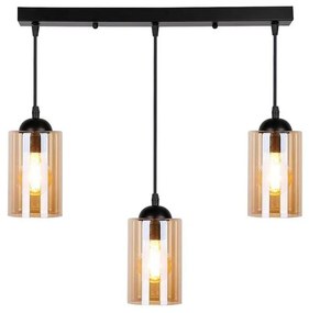 Černé závěsné svítidlo se skleněným stínidlem 10x55 cm Bistro – Candellux Lighting