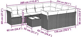 11dílná zahradní sedací souprava s poduškami šedá polyratan 3250071