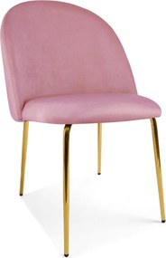 Jídelní židle INCA VELVET se zlatými nohami, růžová