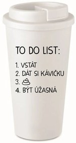 TO DO LIST:  BÝT ÚŽASNÁ - bílý termohrnek 475 ml