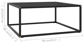 vidaXL Marketos Konferenční stolek černý s černým sklem 80 x 80 x 35 cm