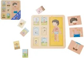 TEDDIES Puzzle Lidské tělo / 3vrstvé / 19 dílů / dřevo / 30 x 30 cm /
