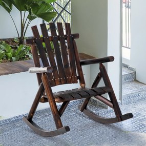 Houpací křeslo Outsunny s područkami z ohořelého masivního dřeva, odolné proti povětrnostním vlivům, 97 x 69 x 93 cm, ideální na zahradu a terasu |