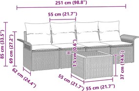 Sada zahradních pohovek 5 ks 4-Počet míst Černá polyratan 3355930
