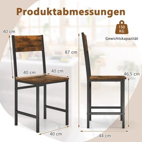 Costway Sada 2 jídelních židlí Průmyslové kuchyňské židle s kovovým rámem