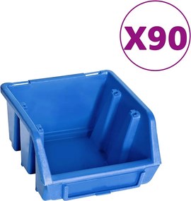 96dílná sada skladovacích zásobníků nástěnné panely modročerná 150816