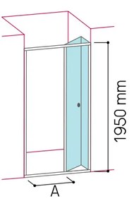 Glass 1989 Isy - Sprchový kout sklopné dveře do niky nebo v kombinaci s boční stěnou, velikost 100 cm, profily chromové, čiré sklo,…