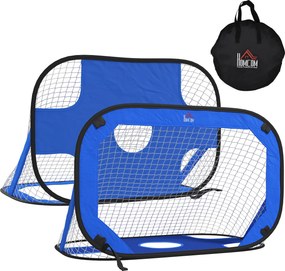 HOMCOM Pop Up fotbalové branky Sada 2 přenosných skládacích mini branek s taškou na přenášení Modrá 123x80x80 cm pro zahradní a sportovní aktivity | …