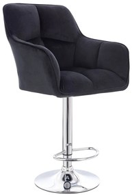LuxuryForm DESIGN Barová židle AMALFI VELUR na stříbrné kulaté podstavě - černá