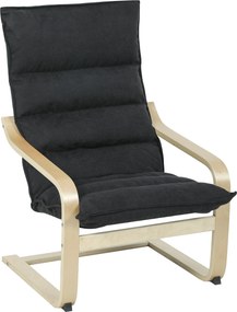 HOMCOM moderní křeslo do obývacího pokoje s vysokým polstrovaným opěradlem, dřevěnými nohami a sametovým potahem 67x83x105 cm, černá