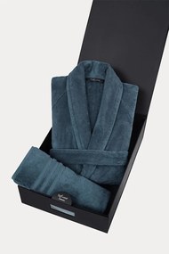 Pánský župan PREMIUM v dárkovém balení s ručníkem S + ručník 50x100cm + box Světle šedá
