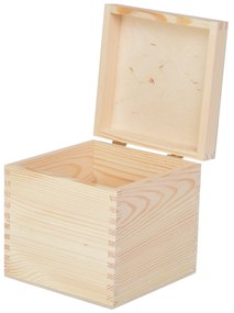 Dřevěná krabička s víkem - 15 x 15 x 15 cm, přírodní - 2. jakost