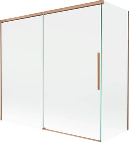 Mexen Rox, 2-křídlová posuvná vanová zástěna 170 + 80 x 150 cm, 8mm čiré sklo, měděný matný profil, 8C9-170-080-65-00