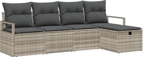 Set pohovek s polštářem s úložištěm Světle šedá polyratan 3359161
