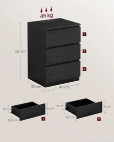 Sada 2 ks nočních stolků Vasagle Girgo se zásuvkou a USB porty černá