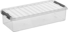 Box s víkem Q-Line, 48,5 × 19 × 10,5 cm, 6,5 l, transparentní