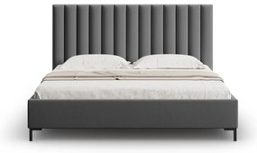 Tmavě šedá čalouněná dvoulůžková postel s úložným prostorem s roštem 200x200 cm Casey – Mazzini Beds