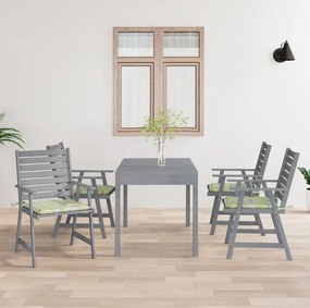 vidaXL Zahradní jídelní židle s poduškami 4 ks masivní akáciové dřevo [3078409] Barva: Vzor listí