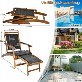 Costway Lehátko skládací zahradní lehátko s výsuvnou nožní částí a ergonomickou