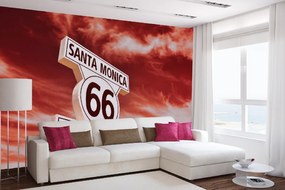 DIMEX | Vliesová fototapeta Route 66 v Santa Monice MS-5-2856 | 375 x 250 cm | červená, bílá, černá