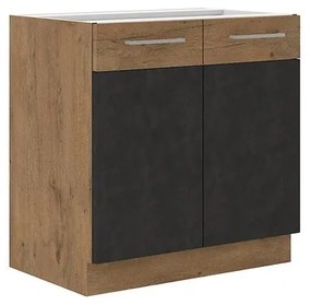 Kuchyňská skříňka pod dřez Woodline 80 ZL 2F BB, Barva: Dub lancelot / dark wood, Dřez: ne