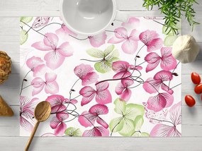 Biante Bavlněné prostírání na stůl Sandra SA-366 Růžovo-zelené květy na bílém 35x45 cm