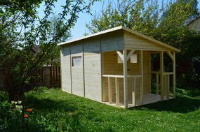 nejzahradnidomek.cz - Dřevěný domek KATALPA s terasou - Premium, barva natur, (2,7 × 5,2 m), RT_KATALPA2