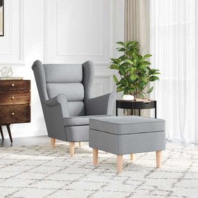 Křeslo s podnožkou světle šedé textil 3307989