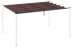 Outsunny Pergola Střecha 3,5x2,6 m Sklopná Náhradní Plachta pro Zahradní Altán s 10 Odtokovými Otvory Hnědá | Aosom