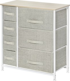 HOMCOM Komoda s 7 Úložnými Kapsami z netkané textilie pro Ložnici, Obývací Pokoj, Chodbu 63,5x30x71 cm Šedá