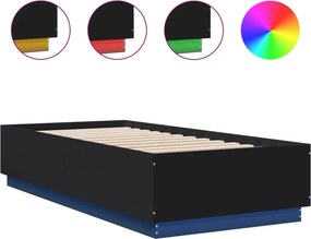Rám postele s LED osvětlením černý 90 x 200 cm kompozitní dřevo 3209633