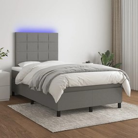 Box spring postel s matrací a LED tmavě šedá 120x200 cm textil,  3134862