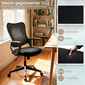 Costway Ergonomická kancelářská židle s prodyšným síťovaným opěradlem, otočná