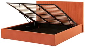 Sametová postel s úložným prostorem 180 x 200 cm oranžová VION Beliani