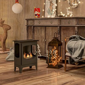 HOMCOM Ethanolová Krb 7000BTU Bioethanolový Krb se Nerezovou Cisternou 1,2 l, Doba Hoření 3 H pro Interiéry 20-25 m² 39x26x54 cm Černý | Aosom