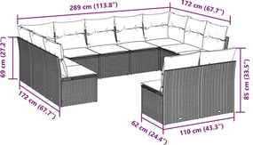 11dílný zahradní sedací souprava s poduškami hnědý polyratan 3218353