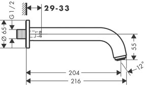Hansgrohe Vernis Blend, vanový výtok 204 mm, černá matná, HAN-71420670