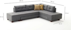 Atelier del sofa Rozkládací rohová pohovka MANAMA šedá pravý roh 825BLC1181