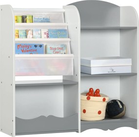 Organizér na hračky ZONEKIZ - dětská police s otevřenými policemi do dětského pokoje, herny a kojeneckého pokoje 85x26x84 cm Šedá | Aosom