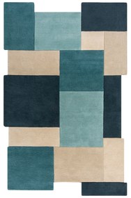 Flair Rugs, Kusový koberec Abstract Collage Teal, 150x240, modrá, vícebarevná, kancelář