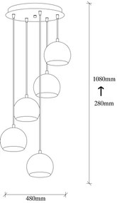 Lustr na lanku SIVANI 5xE27/40W/230V měděná