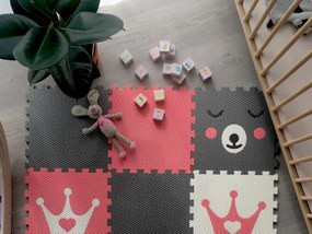 Vylen Pěnová puzzle podlaha do dětského pokoje 9 dílů RŮŽOVÁ KORUNKA