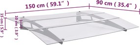 Stříška na dveře stříbrná a průhledná 150x90 cm PET 144829