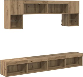 TV nástěnné jednotky s LED 6 ks Artisanový dub Kompozitní dřevo 3402963