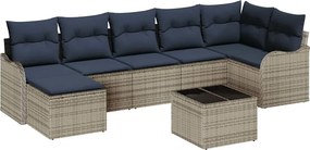 Sada zahradních pohovek s polštářem 8 pcs Šedá Poly ratan 3345805