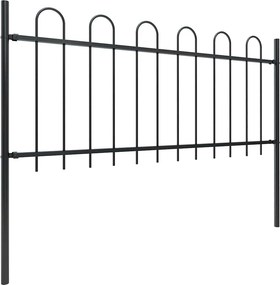 Zahradní plot s obloukem nahoře ocelový 1506 x 80 cm černý 277655