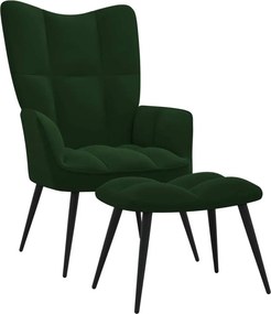 vidaXL Relaxační křeslo se stoličkou samet [328089] Barva: Tmavě zelená