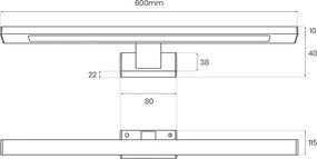 Nástěnné LED svítidlo Shine1, 1x LED 13,8w, 4000k, (60 cm), g